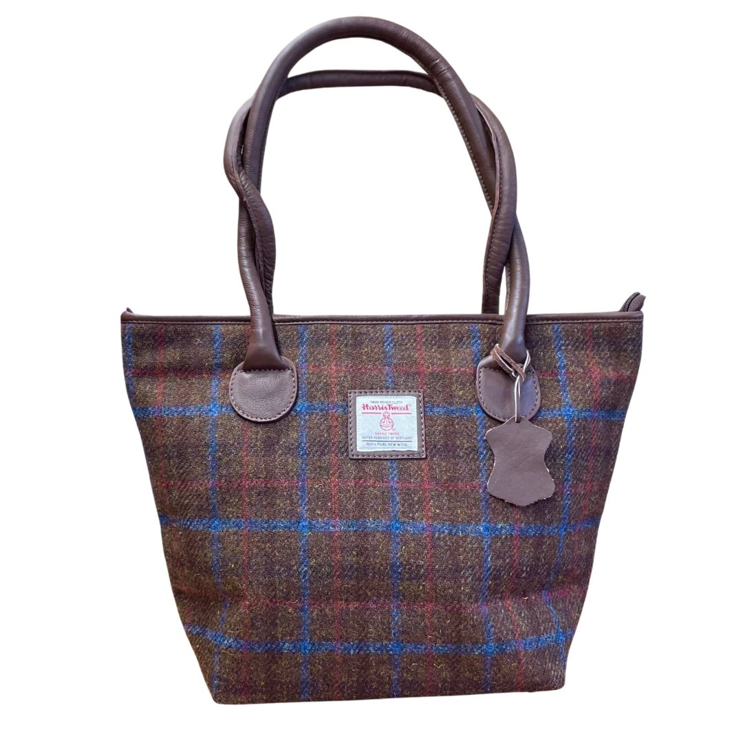 Harris Tweed Tote Bag - Brown Check - Caledonia Lifestyle Peebles